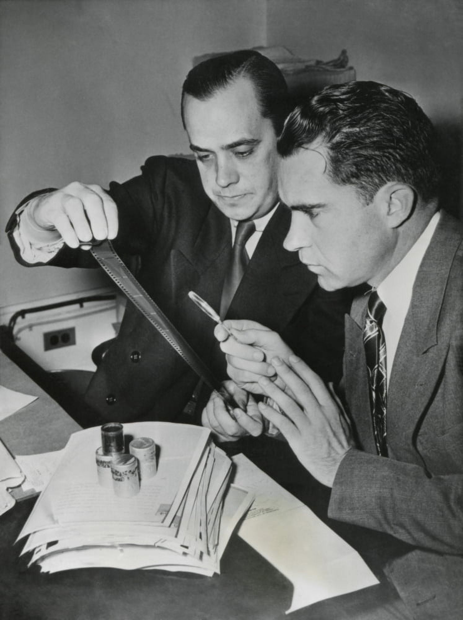 Richard Nixon Examines The 'Pumpkin Paper' Microfilms With Robert ...