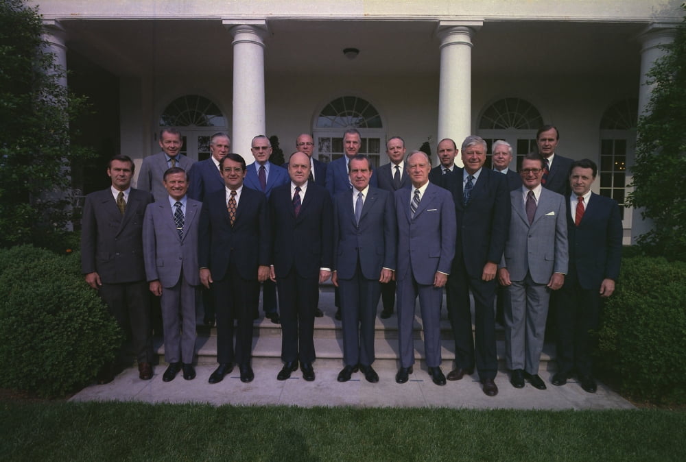 Richard Nixon Posing With His Cabinet. Pictured Front Row Donald ...