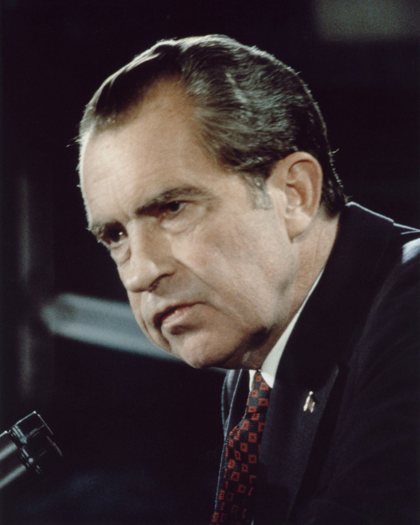 Richard Nixon President In Blue Suit At Press Conference Late 1960's ...