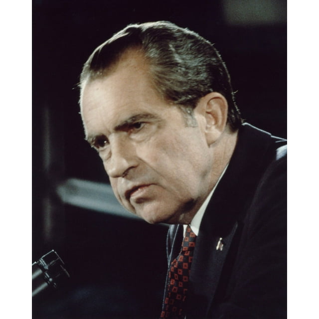 Richard Nixon President In Blue Suit At Press Conference Late 1960's ...