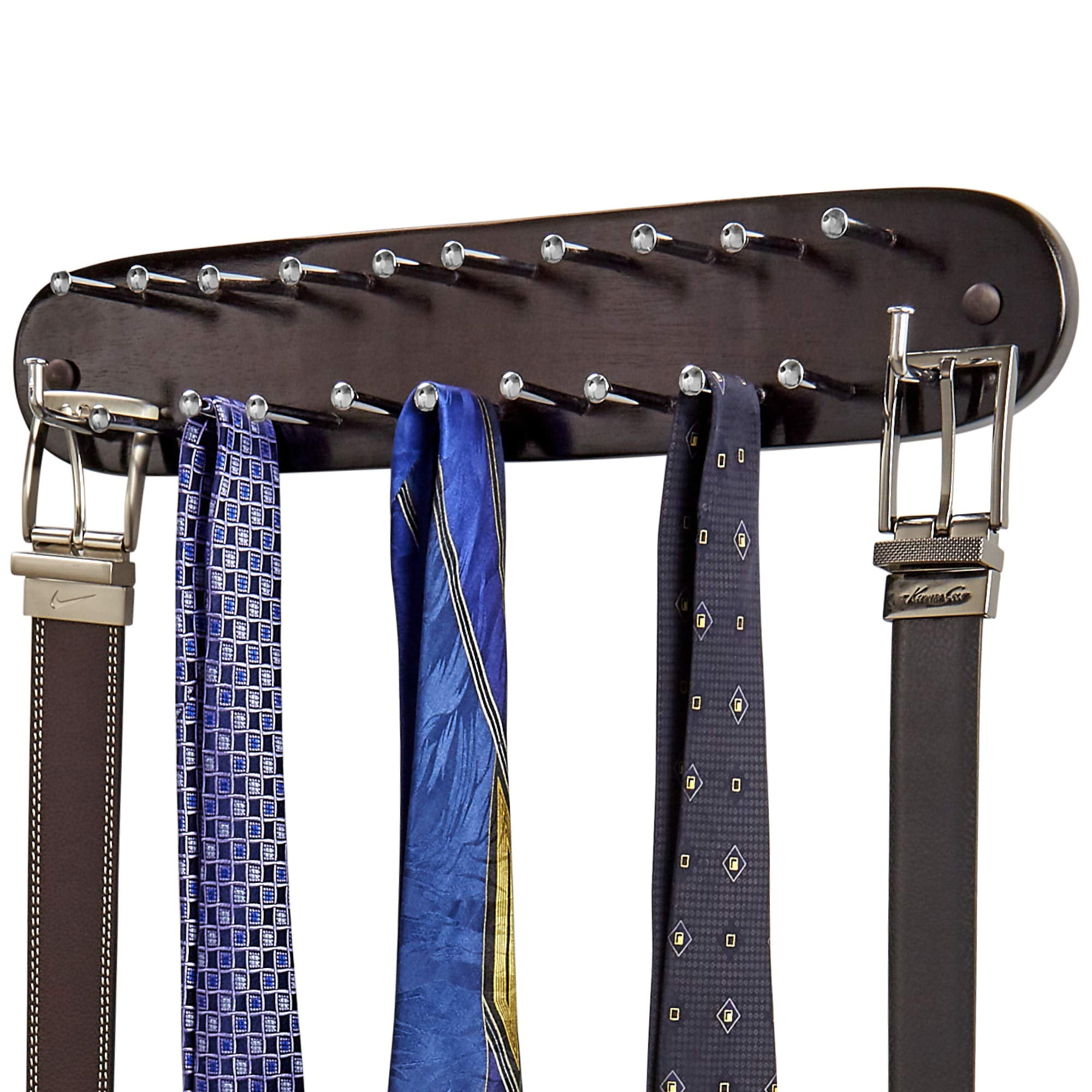 Richards Homewares Tie Rack Wall Mounted - Wood Belt Scarf Hanger with ...