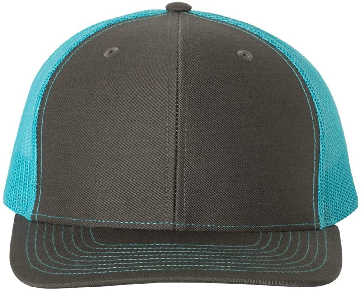 Richardson 112 Mesh Back Trucker Cap Snapback Hat, Charcoal/Neon Blue ...