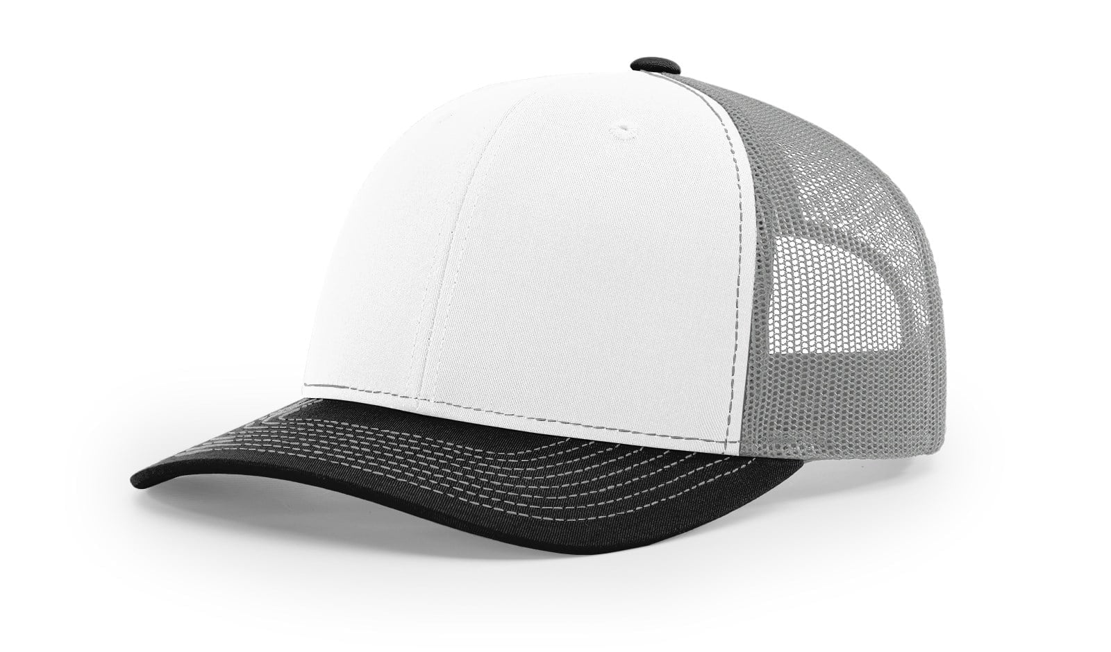 Richardson 112 Black Trucker Hat - Mid Pro Cotton-Poly/Nylon Mesh Cap ...