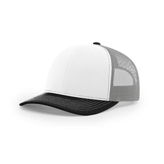 Richardson 112 Black Trucker Hat - Mid Pro Cotton-Poly/Nylon Mesh Cap ...