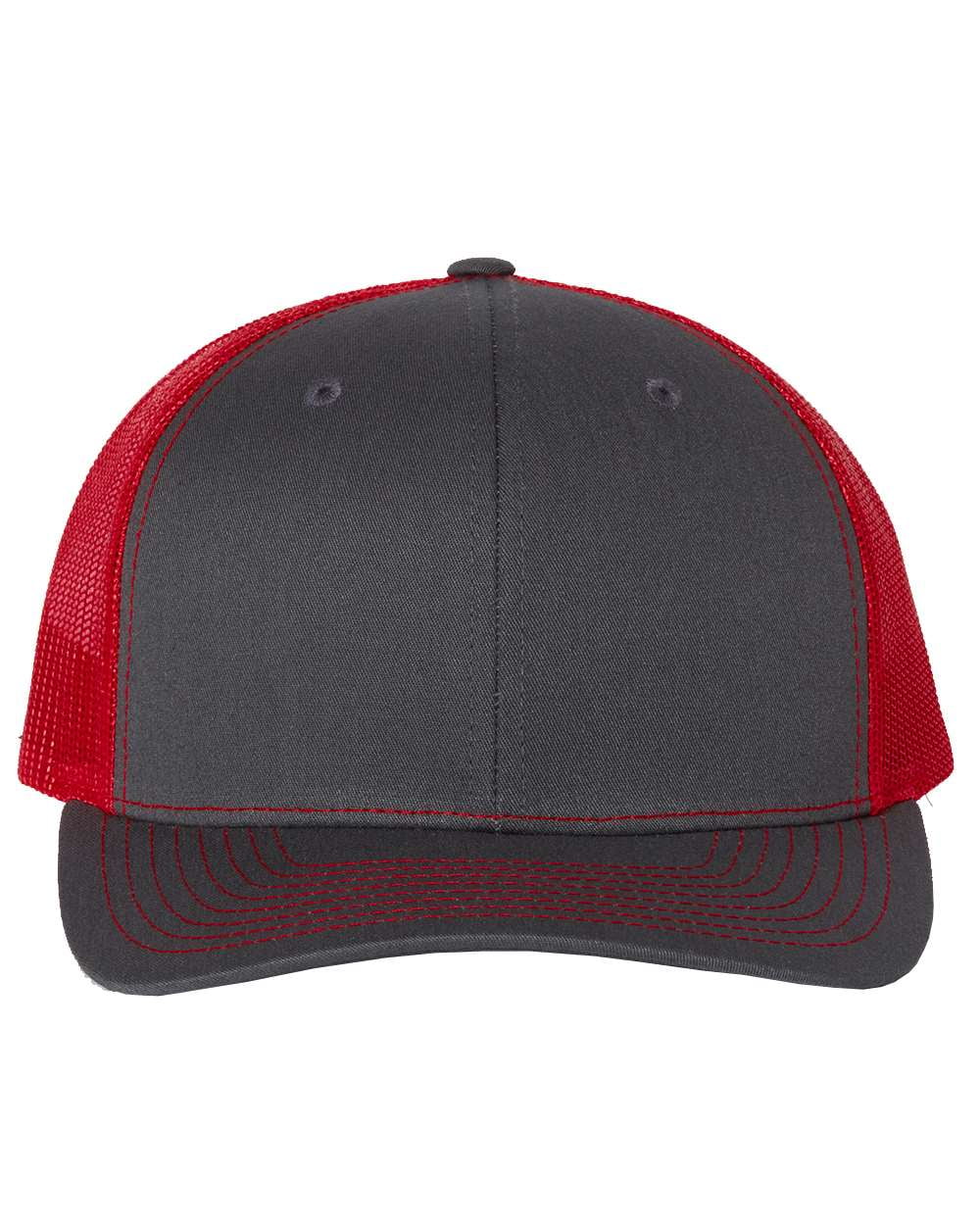Richardson - Adjustable Snapback Trucker Cap - 112 - Charcoal/ Red ...