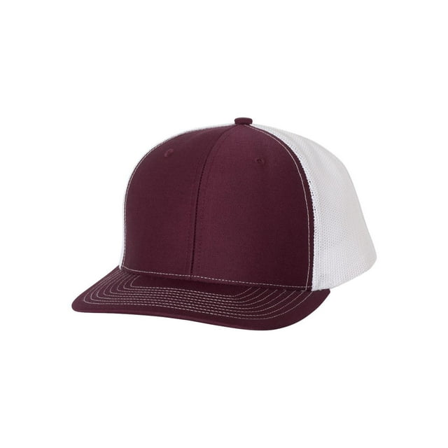 Richardson - Adjustable Snapback Trucker Cap - 112 - Maroon/ White ...