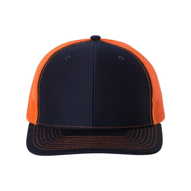 Richardson - Adjustable Snapback Trucker Cap - 112 - Navy/ Orange ...