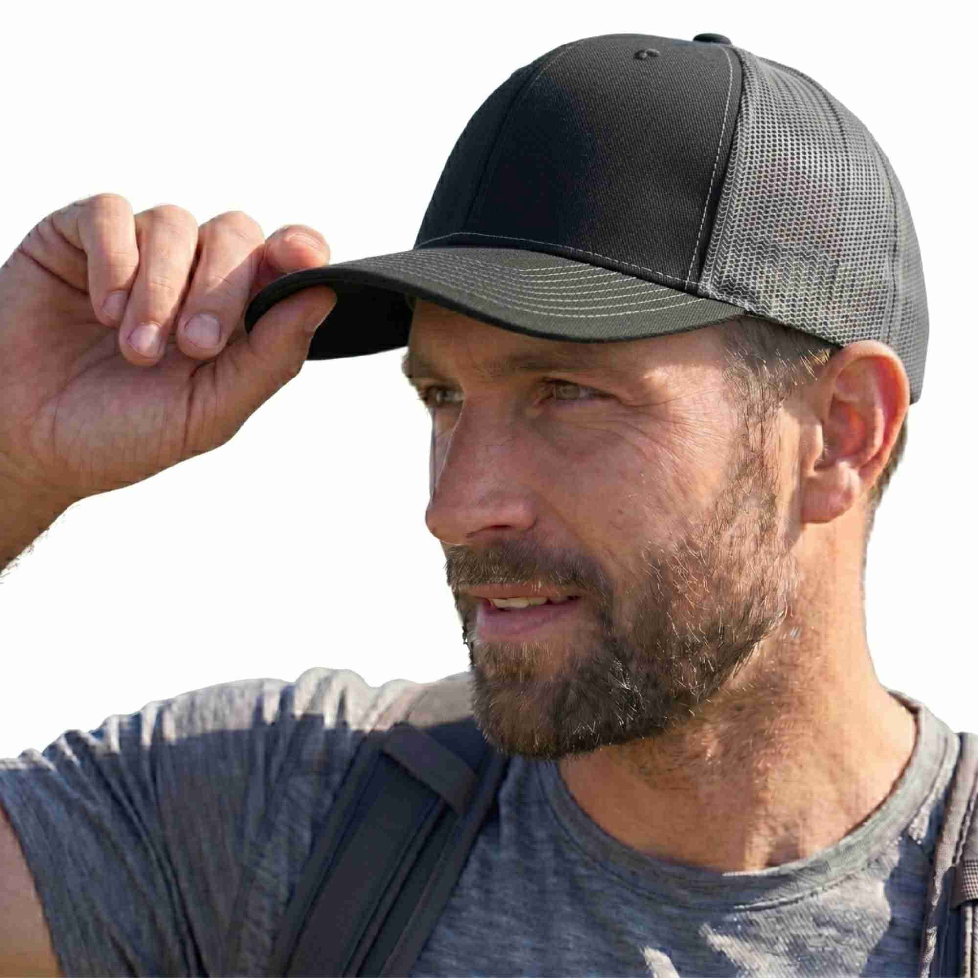 COUVER Adjustable Snapback Trucker Mesh Cap, Black / Charcoal - Walmart.com