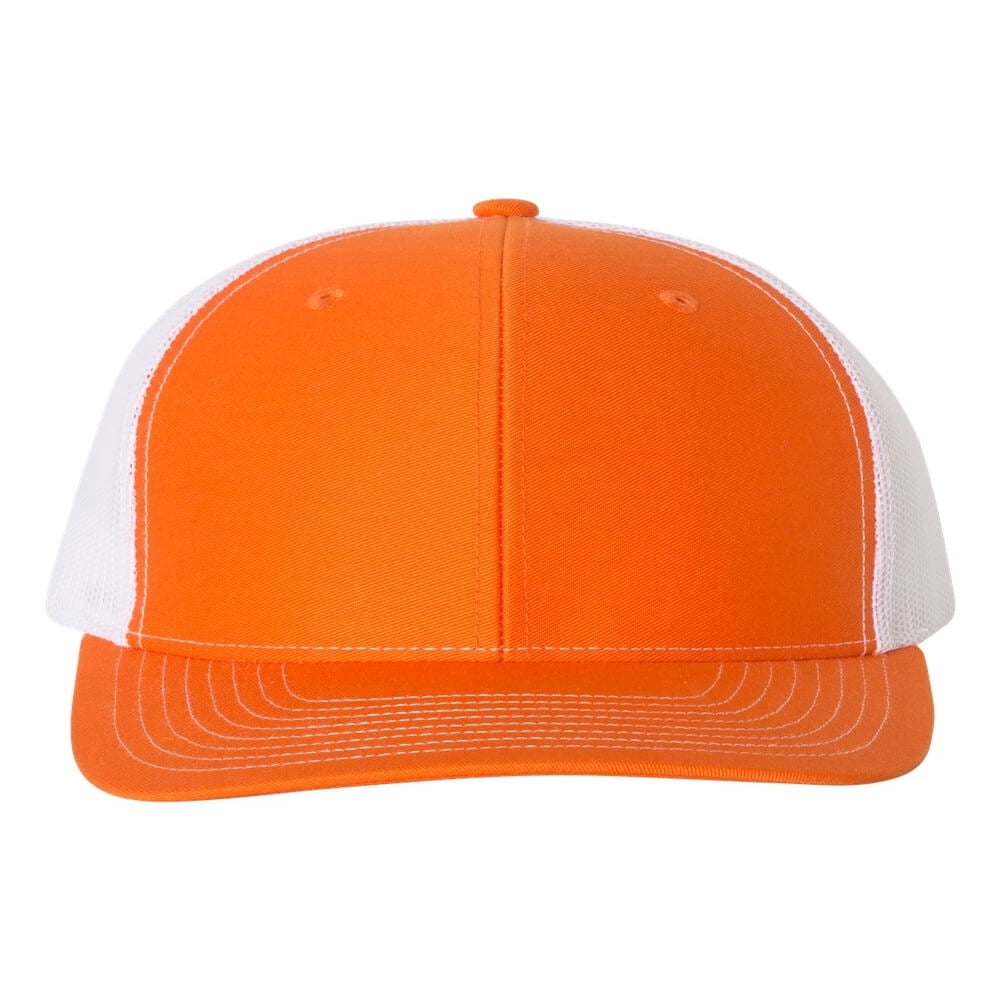 Richardson - Adjustable Snapback Trucker Mesh Cap, Orange / White ...