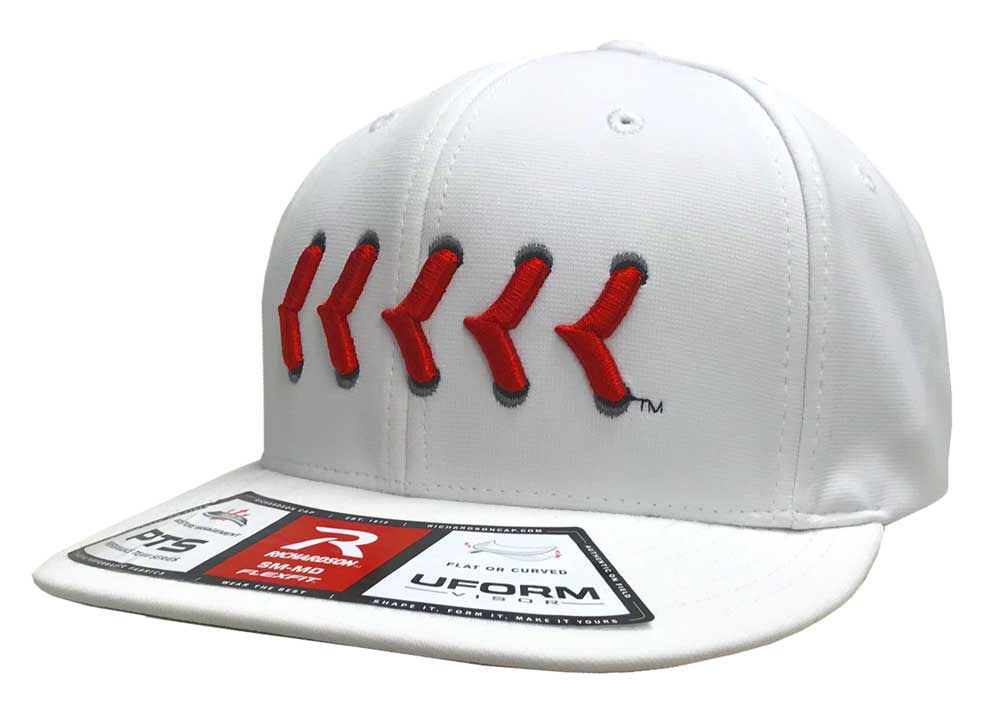 Richardson PTS20 White/Red Lace R-Flex Visor Baseball Fitted Hat (S/M ...
