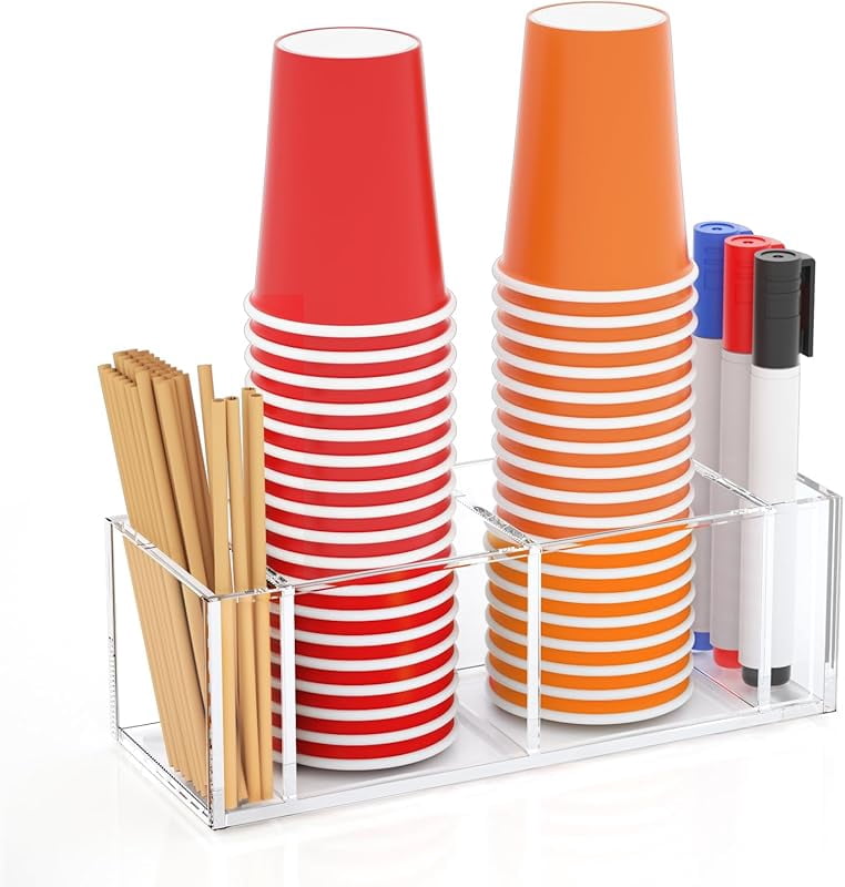 Richboom Cup Holder with Marker Slot - Double Plastic Cup Holder Clear ...
