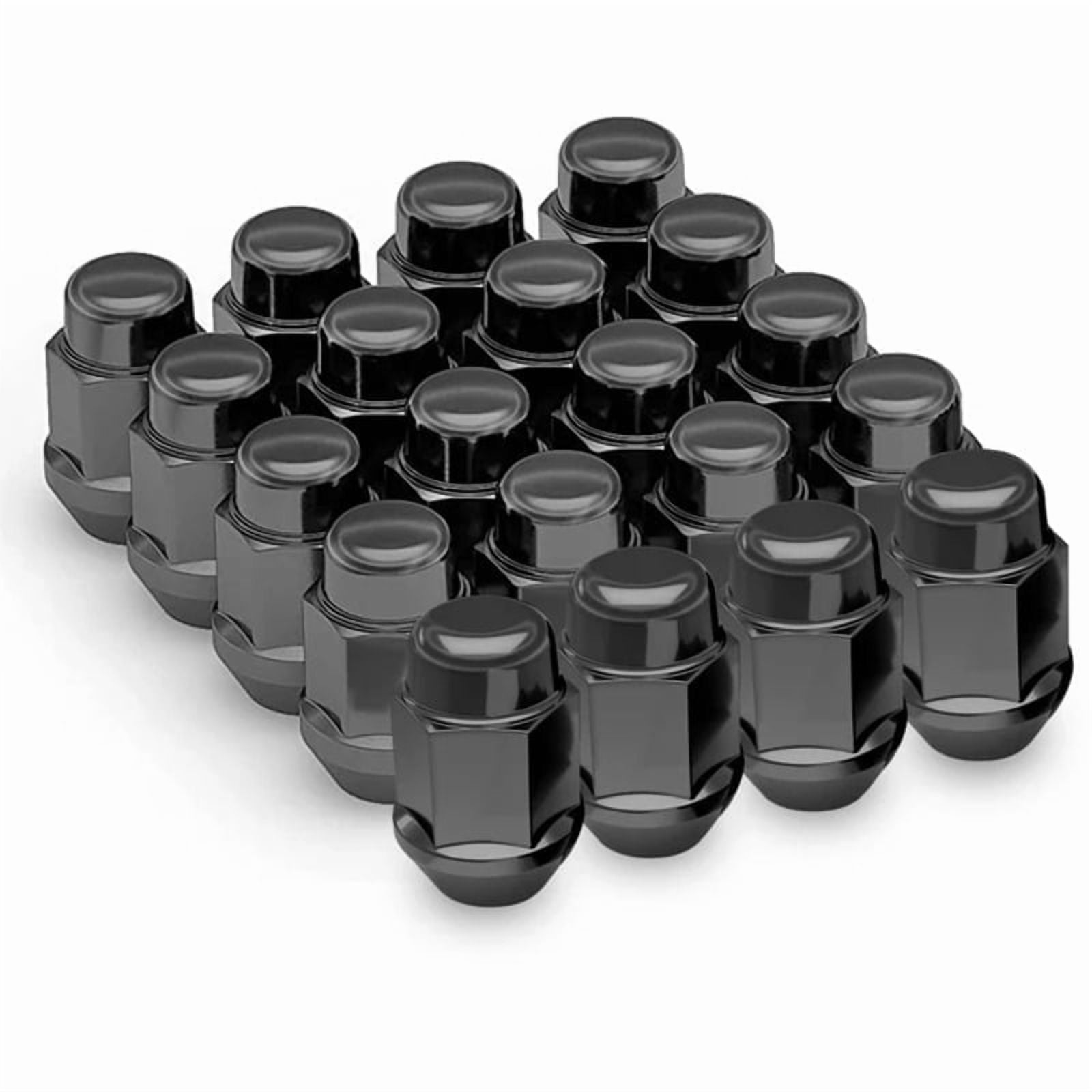 Richeer 20PCS 1.4 inch Black 12x1.5 Closed End Bulge Acorn Lug Nuts ...