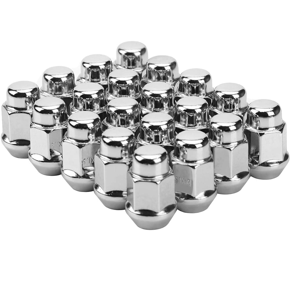 12x1.5 Wheel Lug Nuts, 20PCS Chrome 12mmx1.5 Closed End Bulge Acorn Lug ...