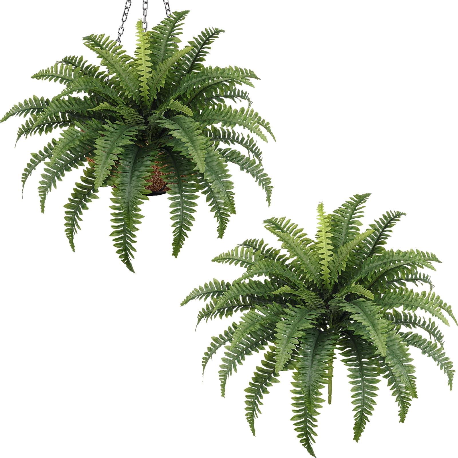 Richeerca Fake Ferns, 35IN Large Fake Bush Plants, 2 Articial Boston ...
