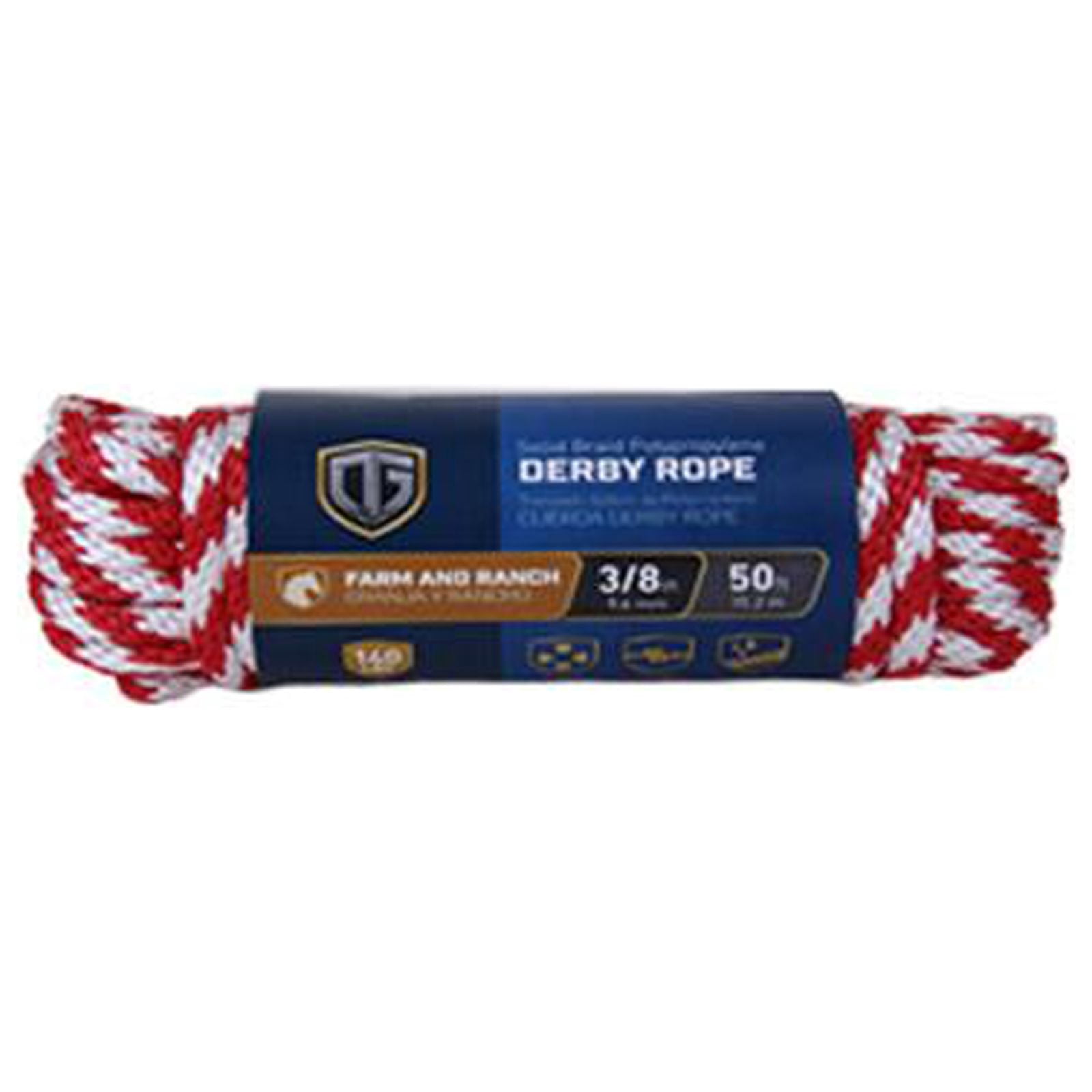 Richelieu 643771 Polypropylene Derby Rope, Braided, Red/White, 3/8-In ...
