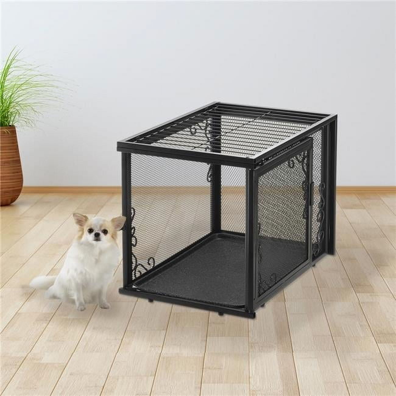 Richell 80015 Richell Metal Mesh Pet Crate Small in Black - Walmart.com