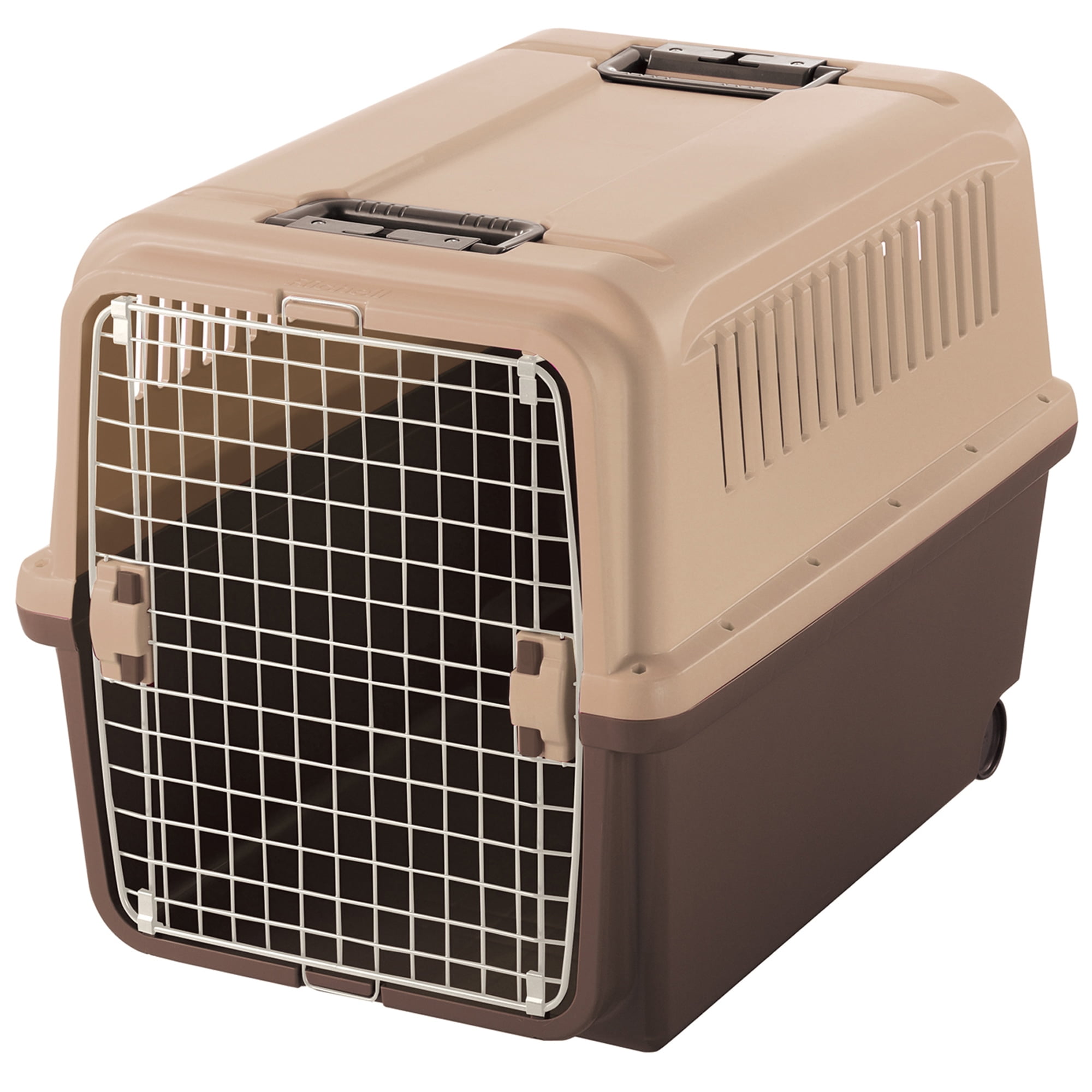 Richell E-Z Mobile Pet Carrier m/l in Brown, Wheeled for Easy Travel ...