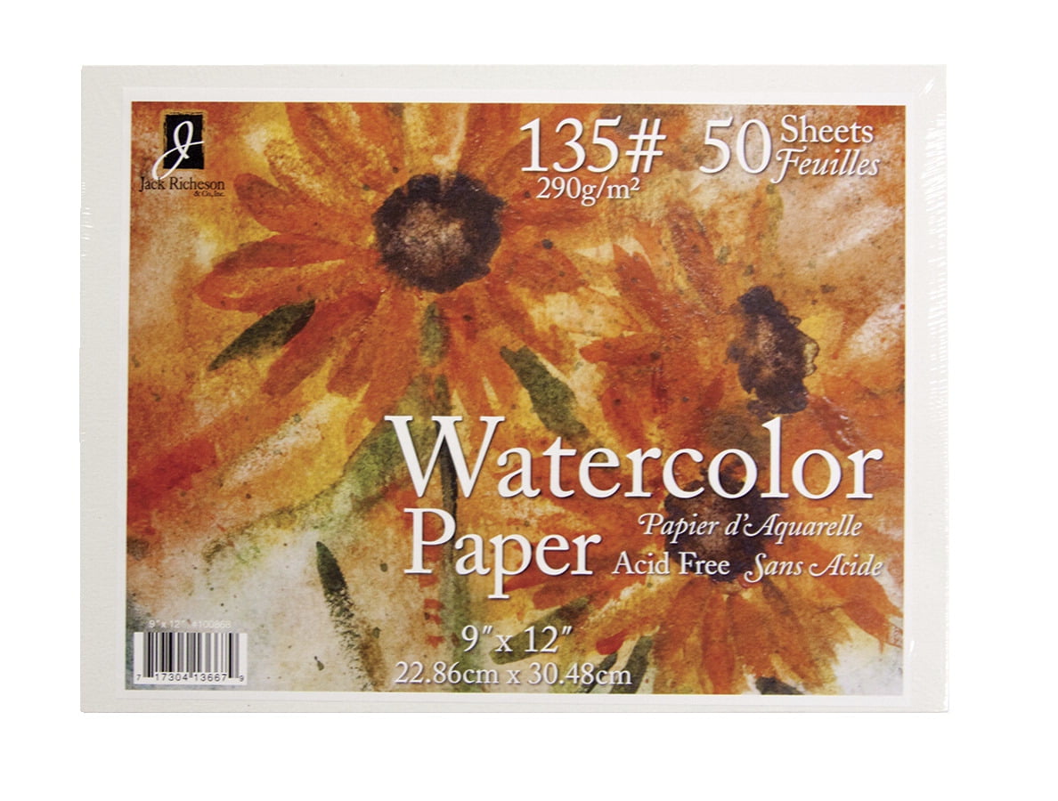 Richeson Bulk Watercolor Paper - 9" x 12", 135 lb, Pkg of 50 Sheets ...