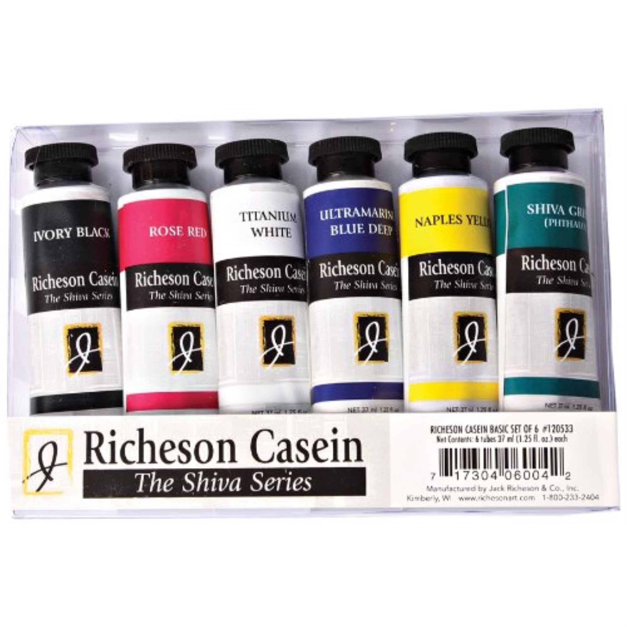 Richeson Casein Paint the Shiva Series - Basic Set, Set of 6 Colors, 37 ...