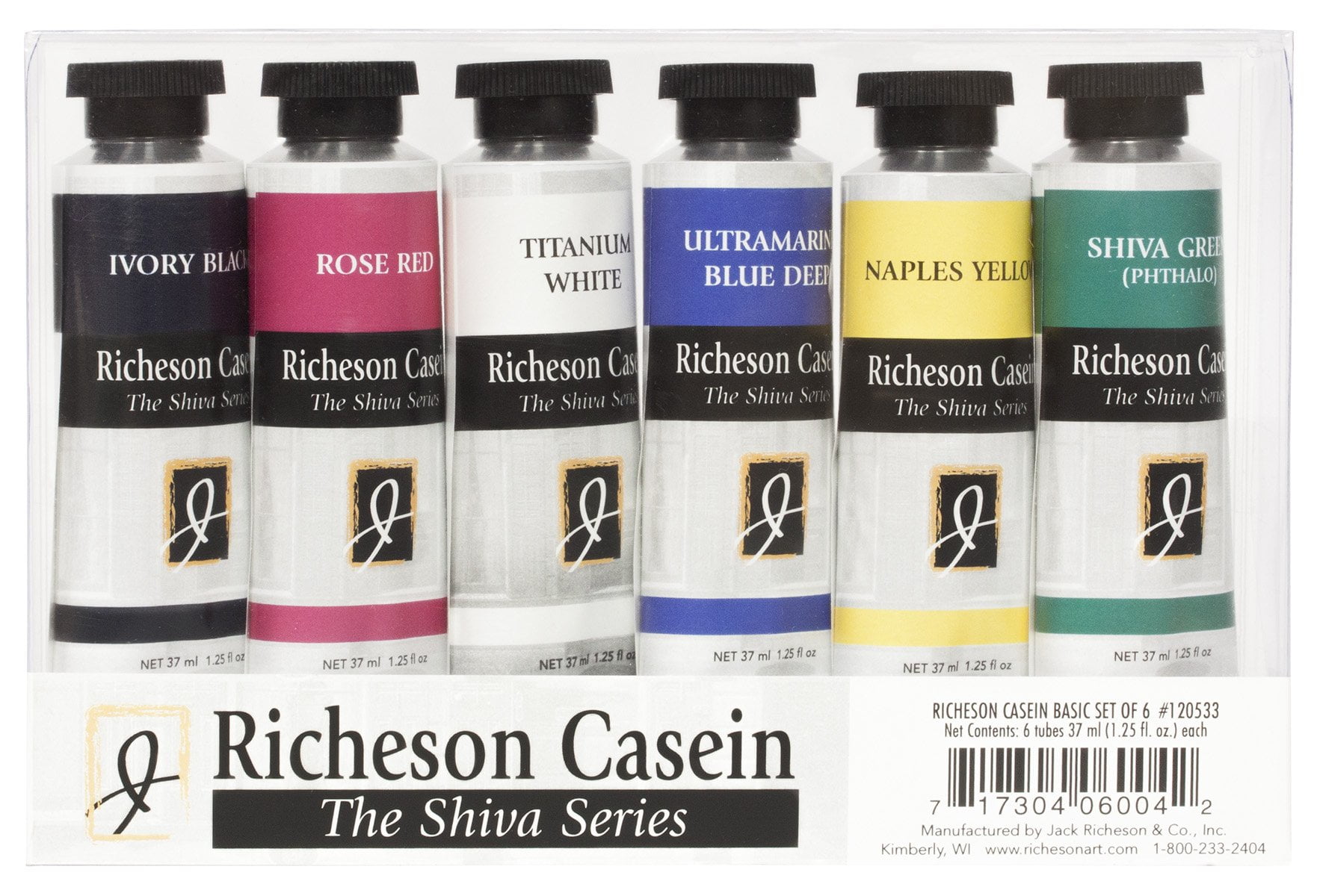 Richeson Casein Paint the Shiva Series - Basic Set, Set of 6 Colors, 37 ...