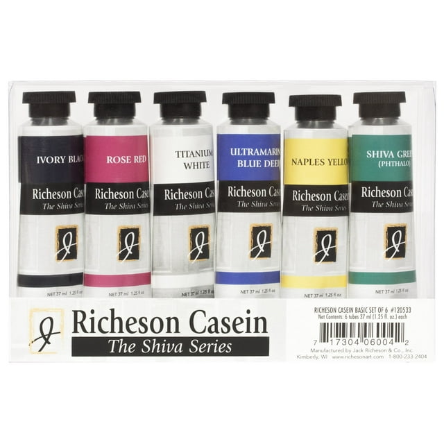 Richeson Casein Paint the Shiva Series - Basic Set, Set of 6 Colors, 37 ...
