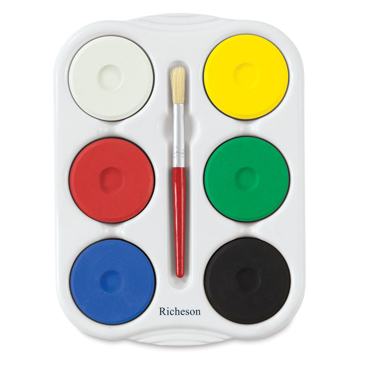 Richeson Tempera Cakes - Set of 6 with Tray and Brush, Standard Colors ...