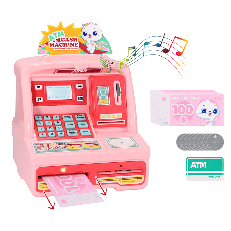 Richgv ATM Savings Bank Machine Toy for Kids, Pretend Play Toy Money ...