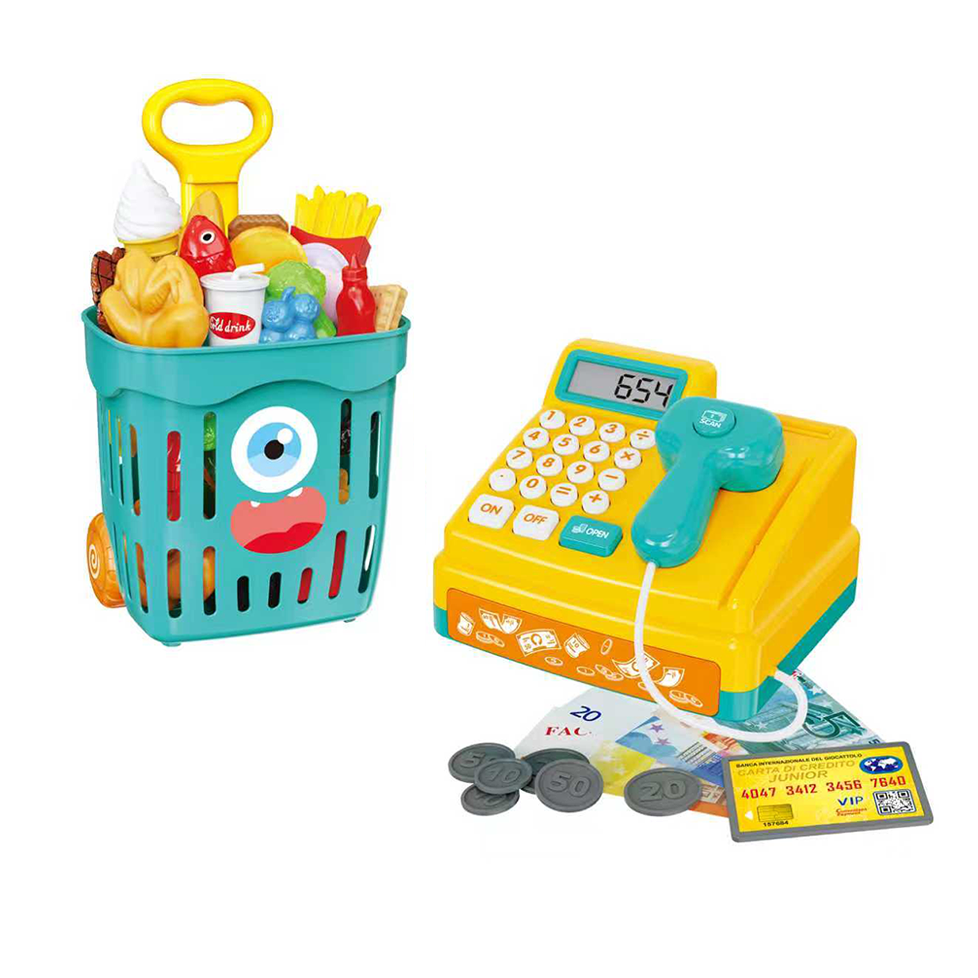Richgv Cash Register Playset Toys for Kids, Pretend Play Money ...