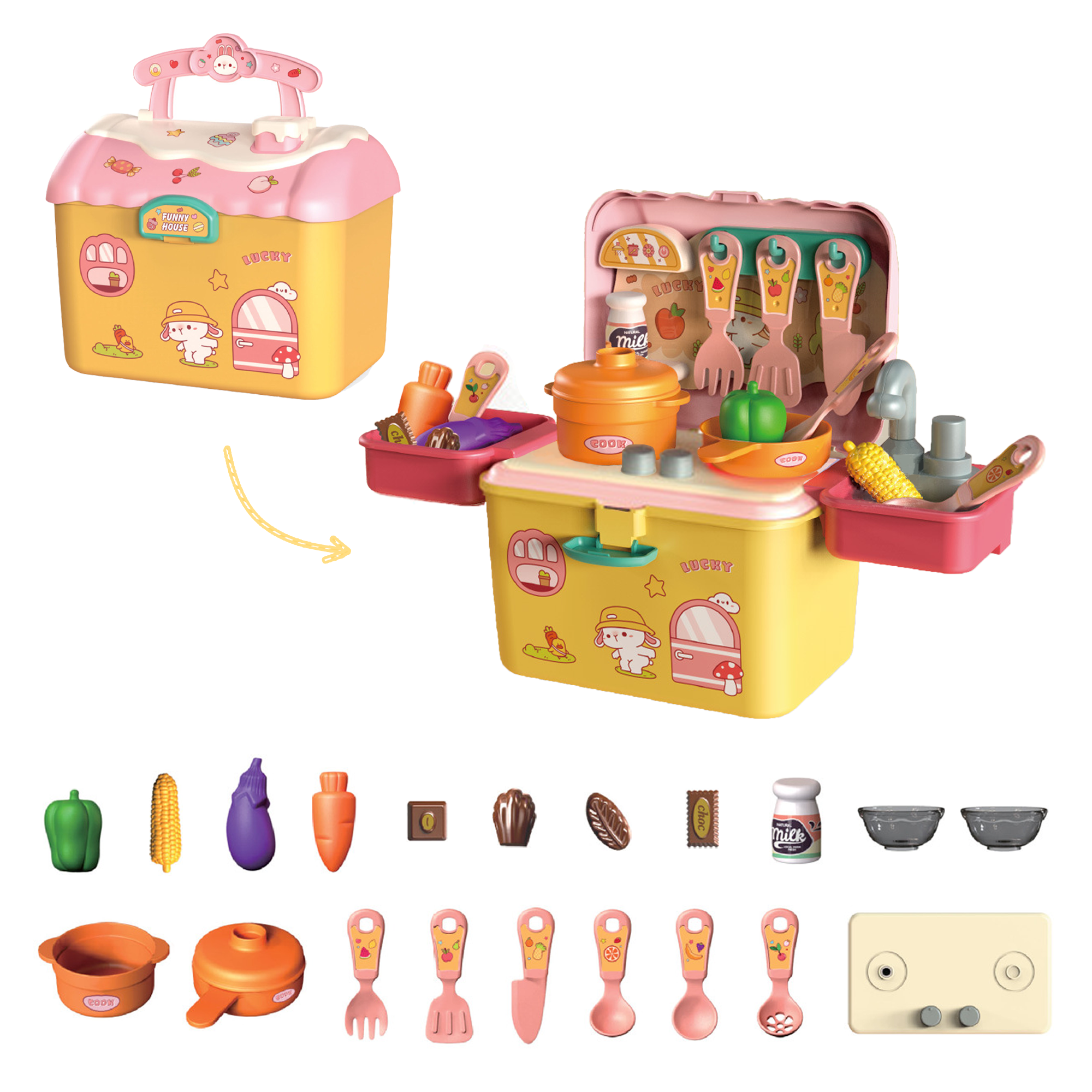 Richgv Mini Pretend Play Kitchen Toys for Kids, 2 in 1 Kitchen Toys for ...