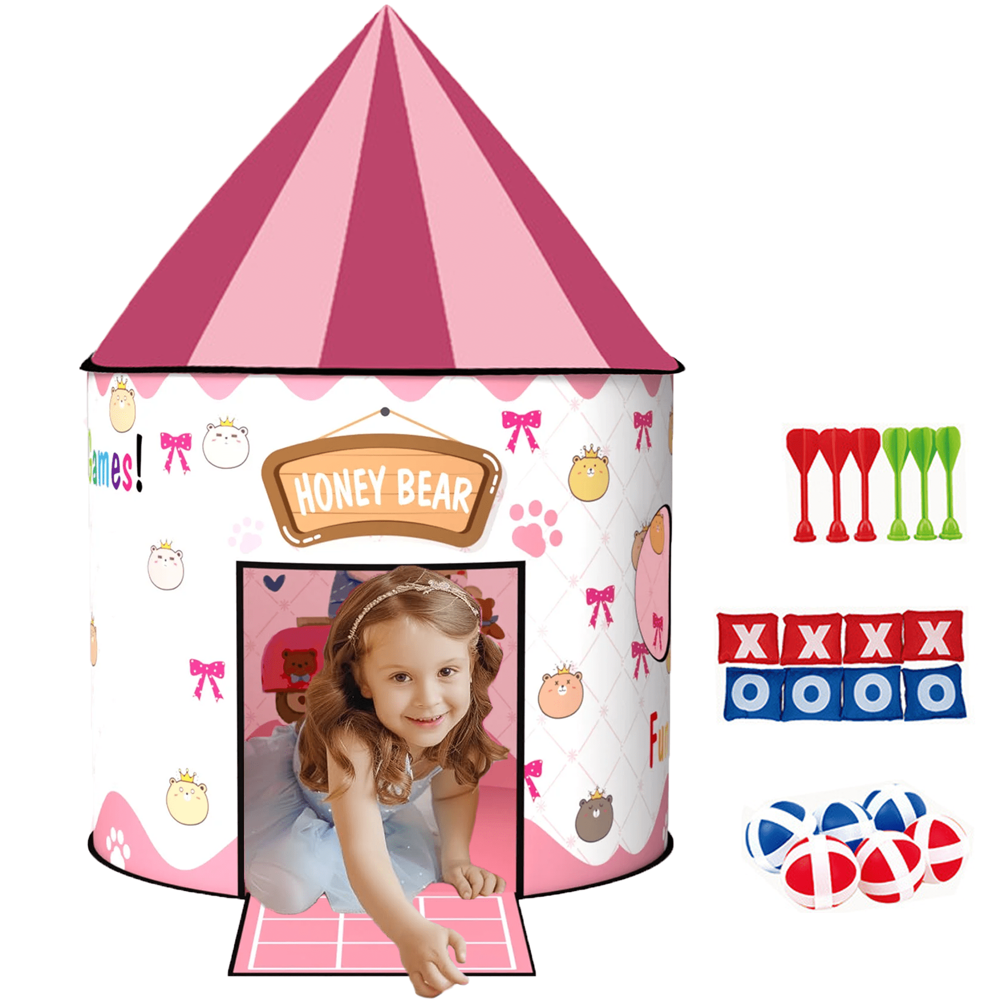 Richgv Play Tent for Kids, 4 in 1 Kid Tent Pretend Playhouse Indoor ...