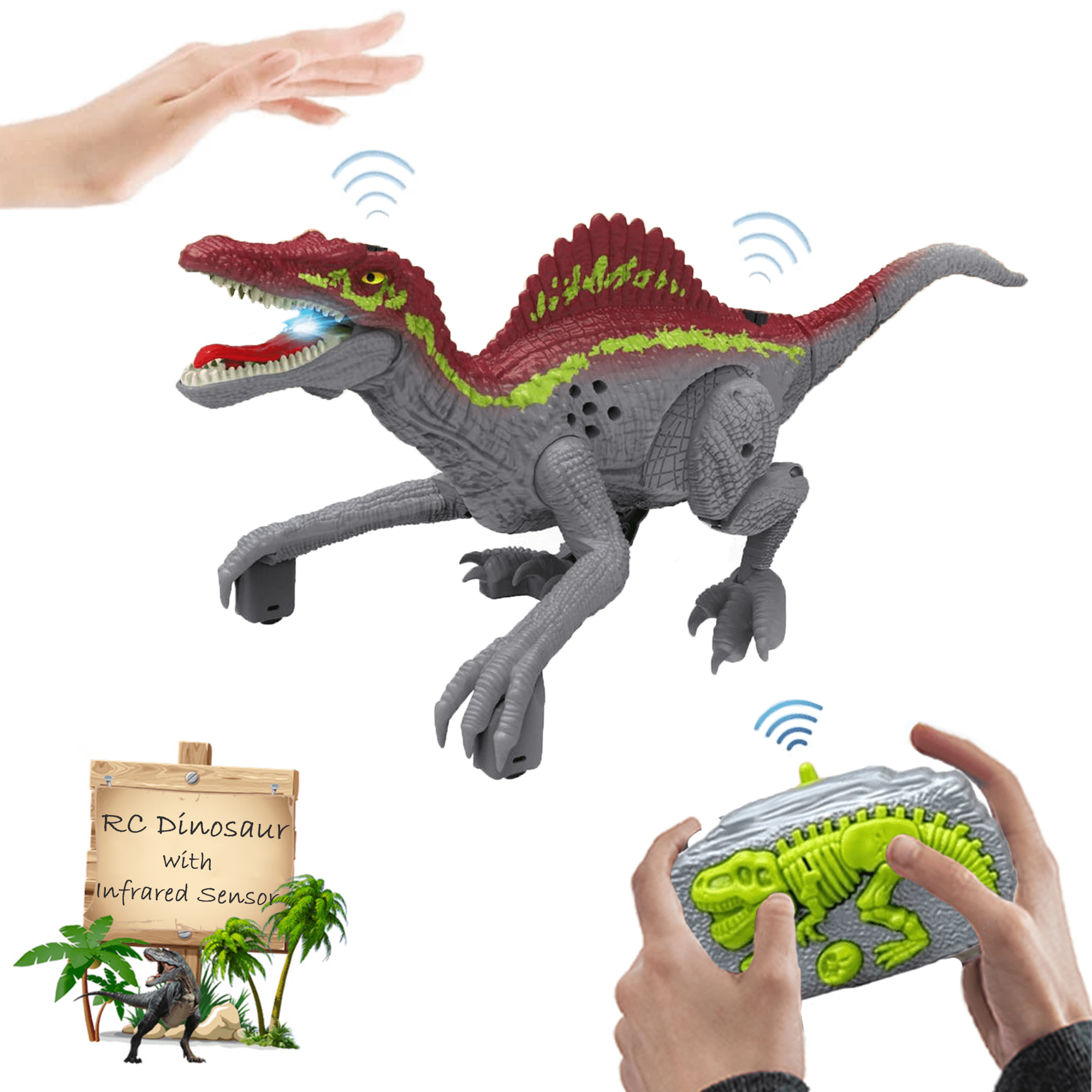 Richgv Remote Control Dinosaur Toys with Gesture Sensing, Walking RC Robot Dinosaur Toys for ...