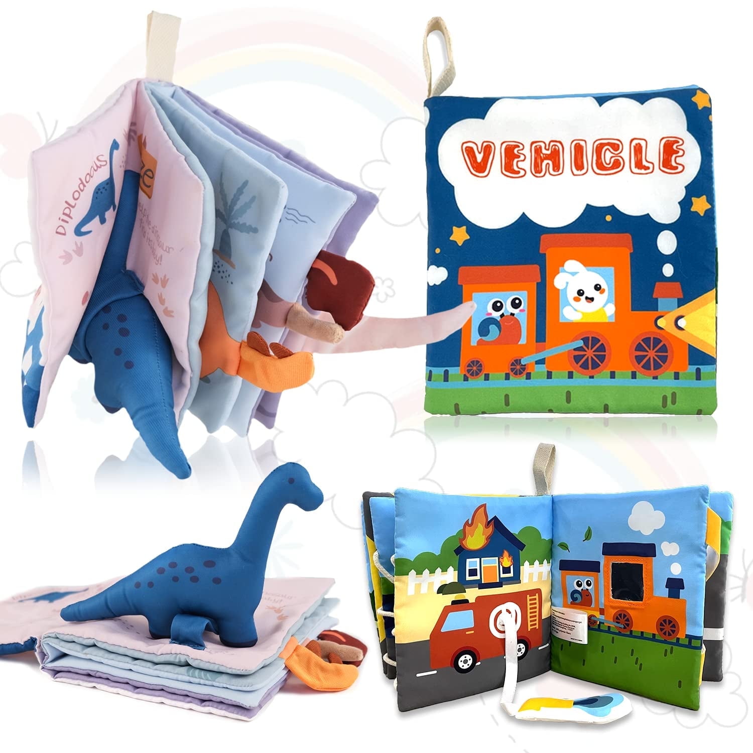 richgv Soft Baby Books 0-12 Months, 2 Packs Interactive 3D Cloth Books ...