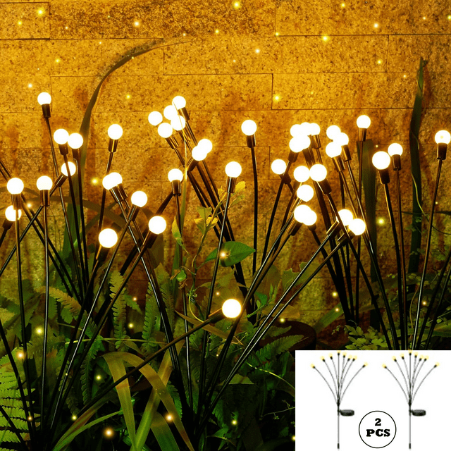 Richgv Solar Powered Firefly Lights, 2 PCS 8 LED Outdoor Waterproof Solar Starburst Swaying ...