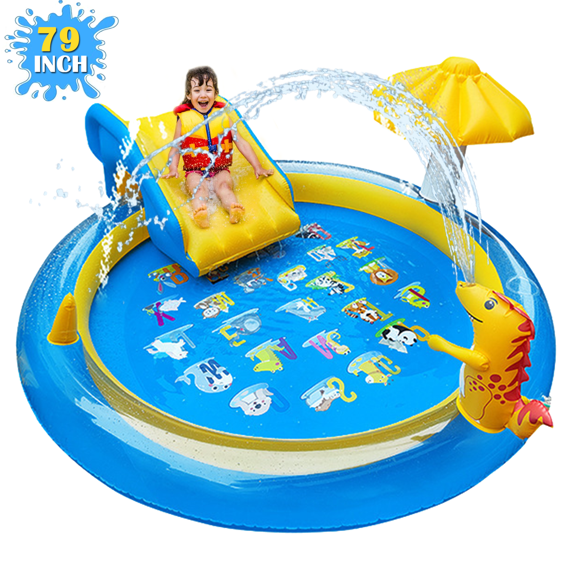 Toddler Splash Pad Pool With Slide
