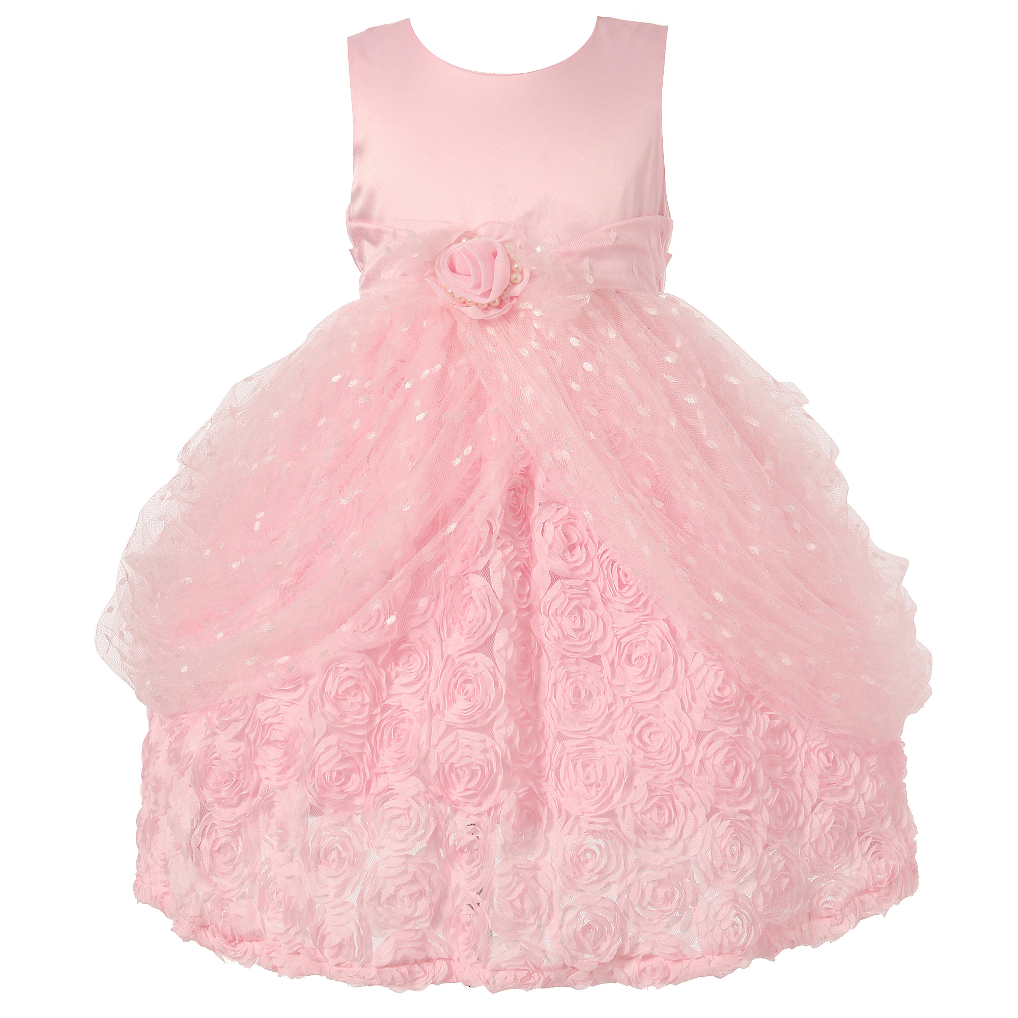 Richie House Girls' Rose Gown with Spangled Tulle and Pearl Accents ...