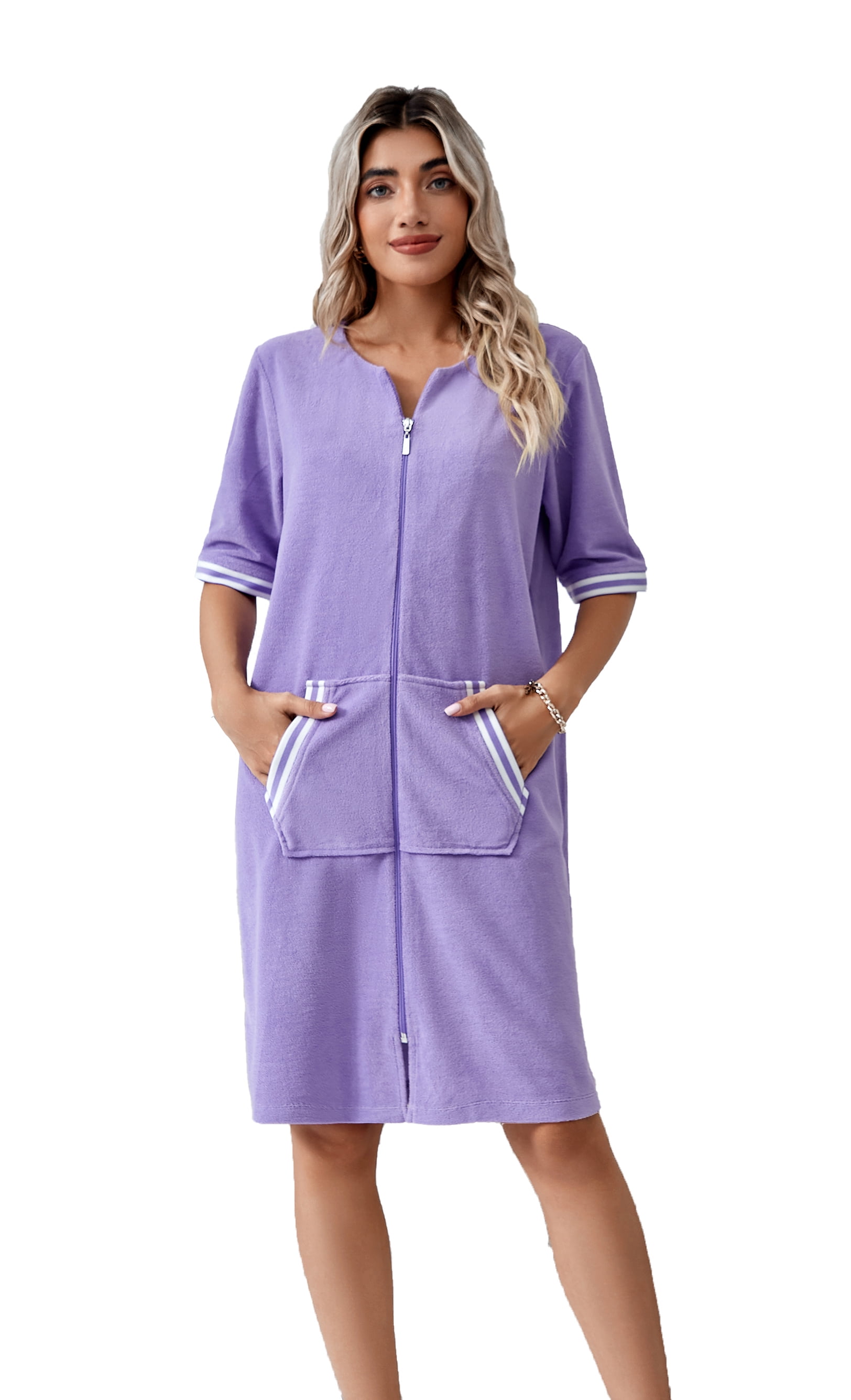 Richie House Womenâ€™s Housecoat, Zipper Front Duster Robe, 3/4 Sleeve ...