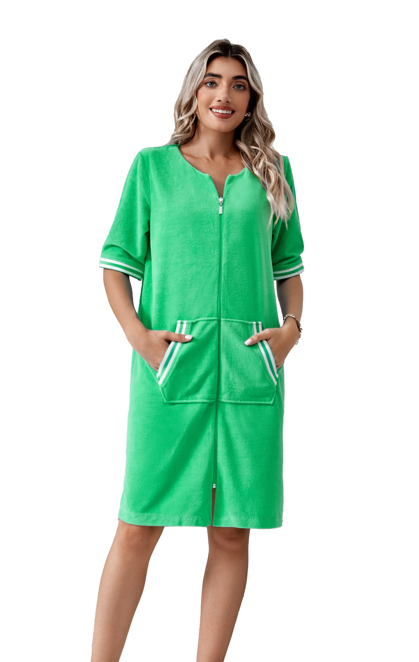 Richie House Women Zipper Front Duster Robe, 3/4 Sleeve Housedress ...