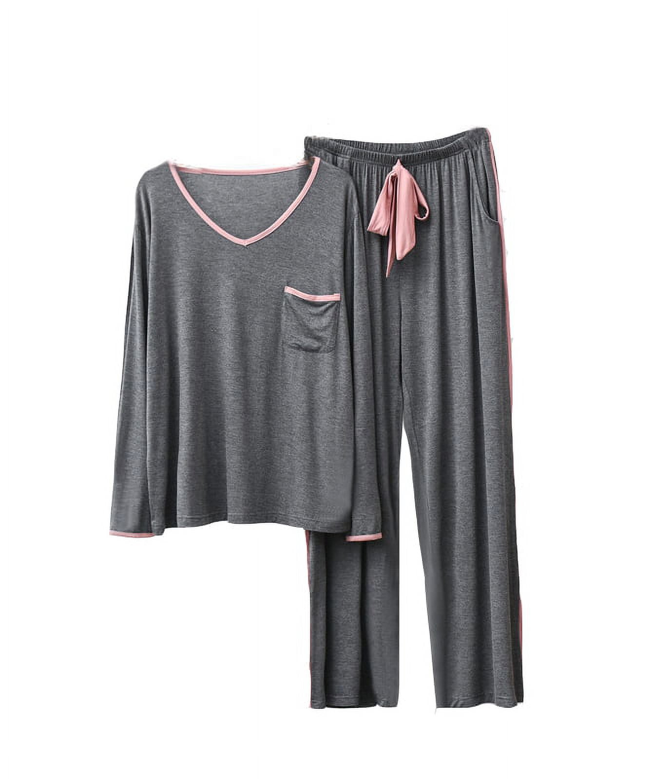 Richie House Pajamas Set Women Long Sleeve Button V-Neck Sleepwear Soft ...