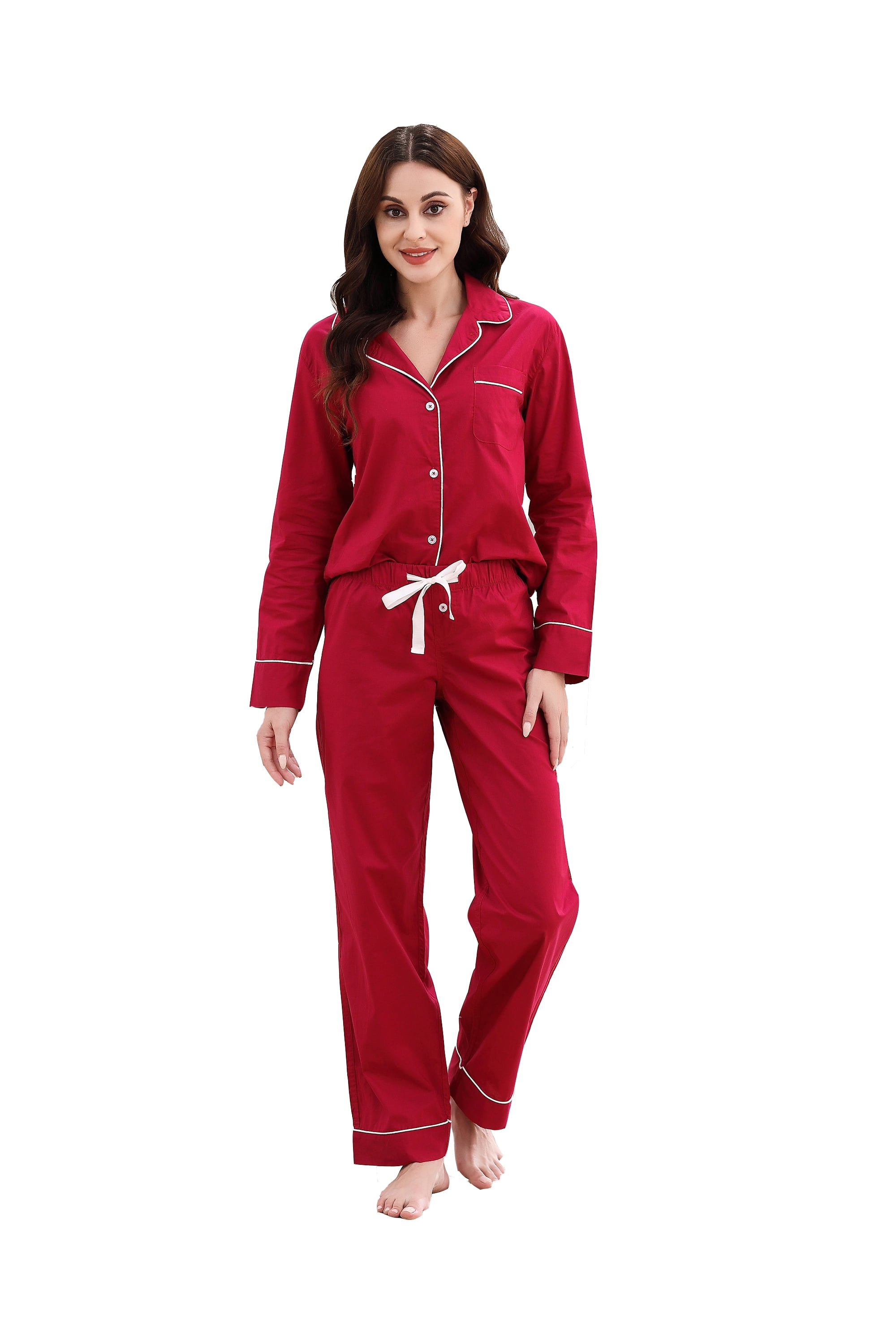 Richie House Women Cotton Pajamas Set Notch Collar Soft Sleepwear Pjs ...