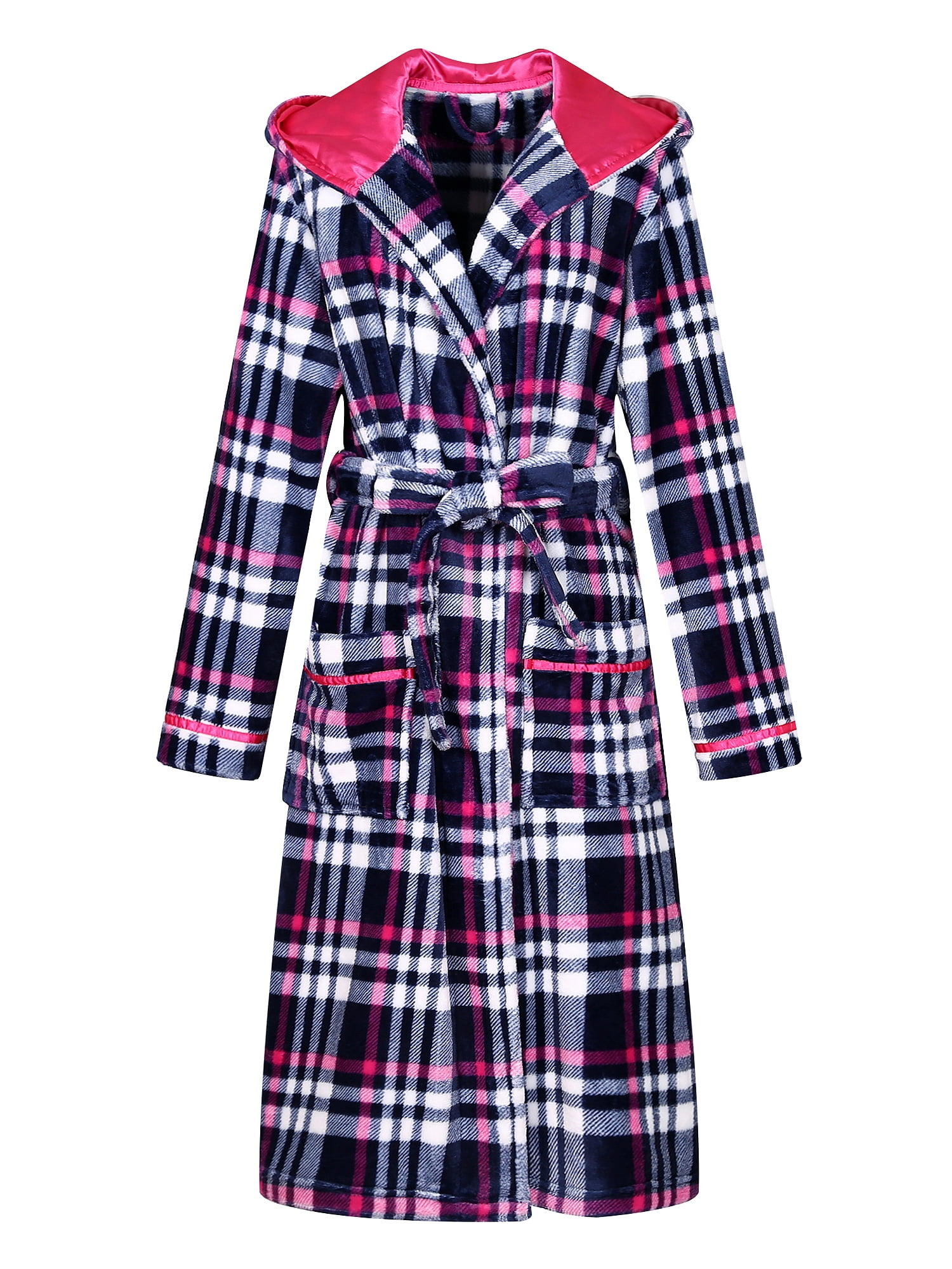 Richie House Women's Plaid Fleece Bathrobe Robe RHW2714 - Walmart.com