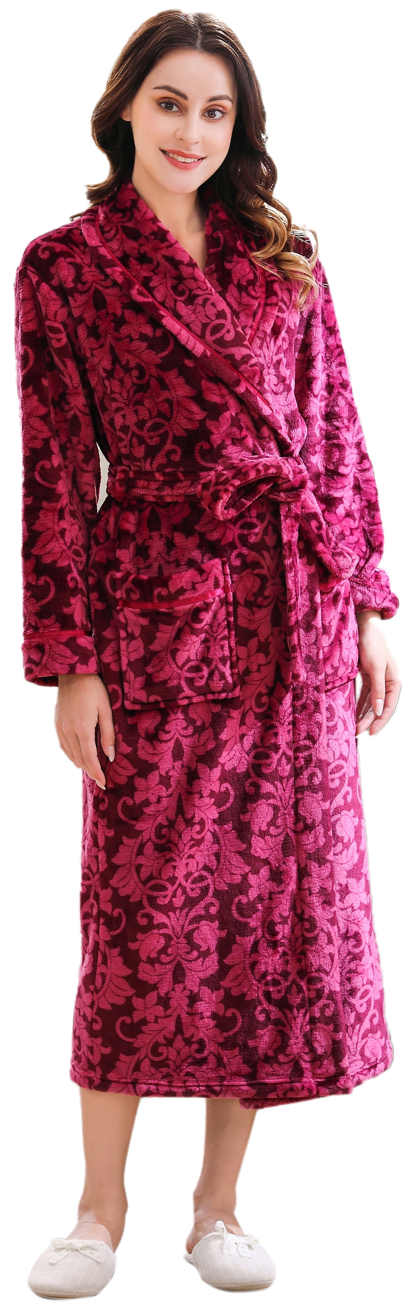 Richie House Women's Plush Soft Warm Fleece Bathrobe Robe RHW2881 ...