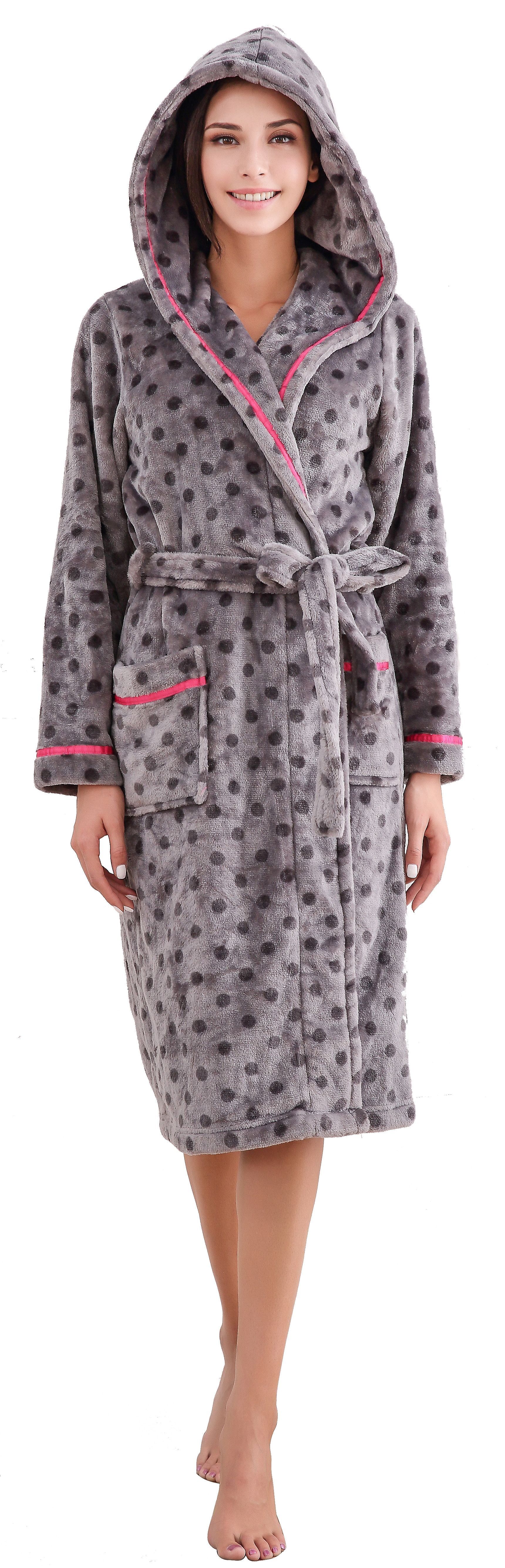 Richie House Women's Soft and Warm Polka Dot Bathrobe Robe RHW2762-A-S ...