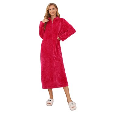 Just Love Textured Plush Zipper Lounger Robe for Women (Coral, Medium ...