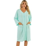 Richie House Women's Zipper Robe, Half Sleeve, Knee Length, Lightweight ...