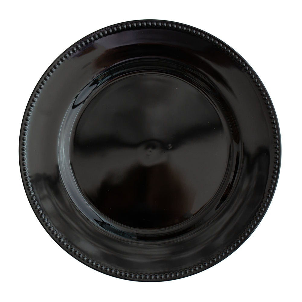 Richland Round Dining Beaded Charger Plates 13" Black, Set of 24 ...