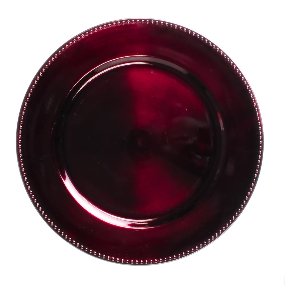 Richland Beaded Charger Plates 13" Burgundy Set of 24 - Walmart.com