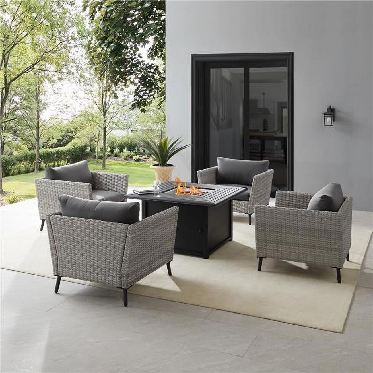 Richland Outdoor Wicker Conversation Set with Fire Table for Dante Fire ...