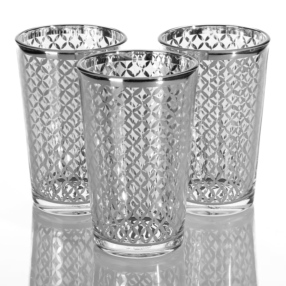 Richland Silver Lattice Glass Candle Holder - Large Set of 6 - Walmart.com