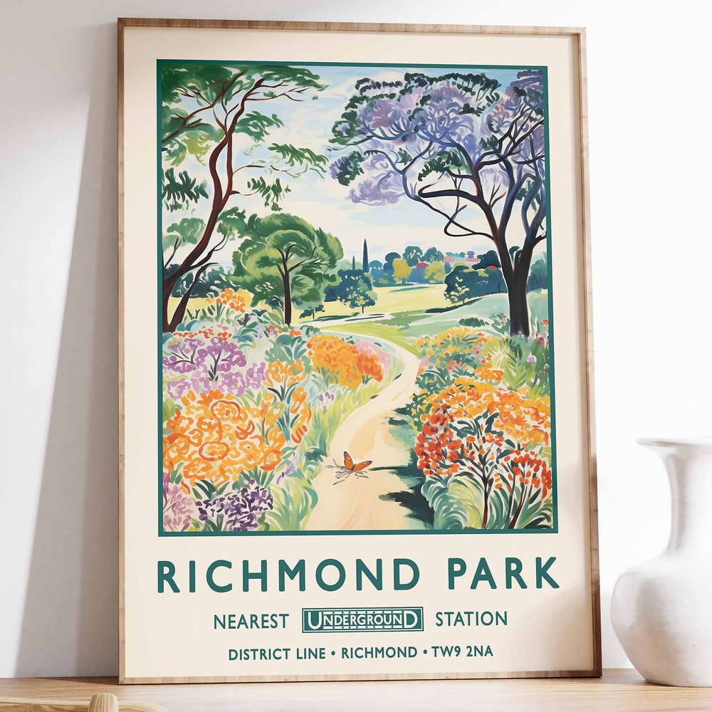 Richmond Park Print, London Print, Park Poster, Vintage Wall Art ...