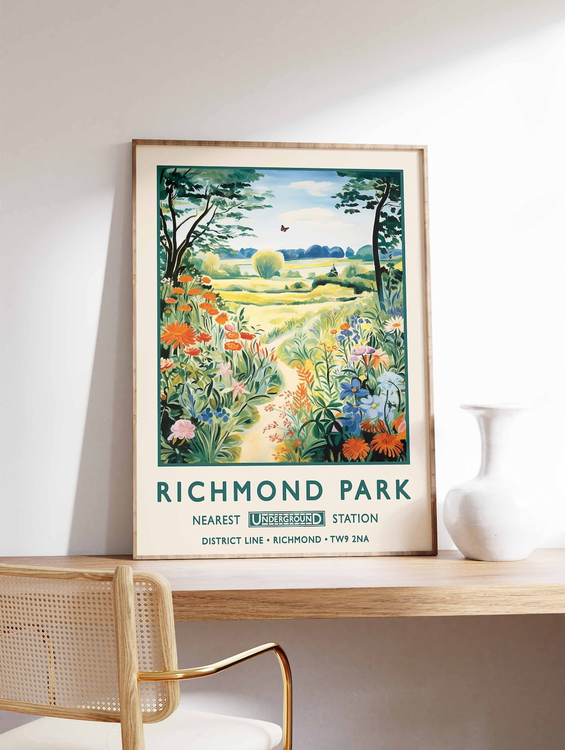 Richmond Park Vintage Travel Poster London Botanical Wall Art Decor ...